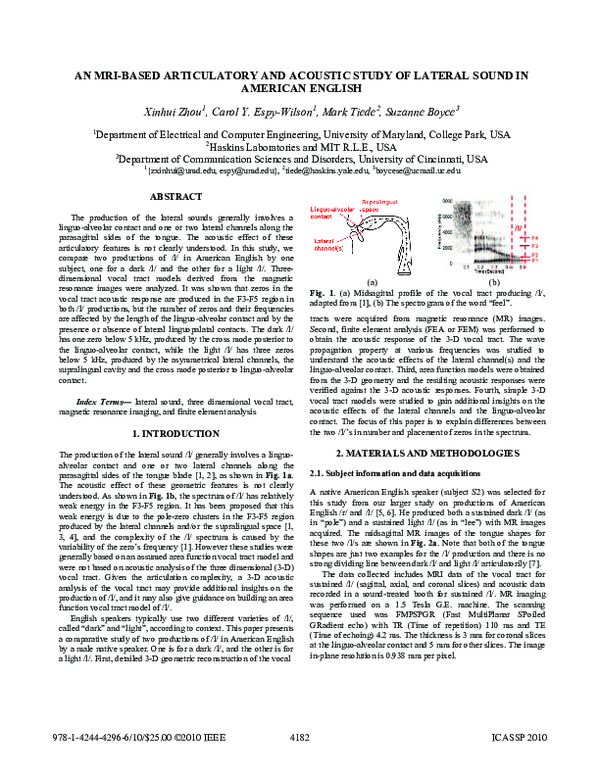 (PDF) An MRI-based articulatory and acoustic study of lateral sound in ...