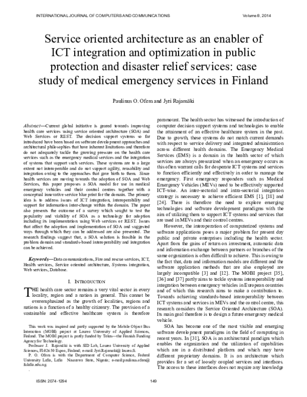 Pdf Service Oriented Architecture As An Enabler Of Ict Integration And Optimization In Public 4092