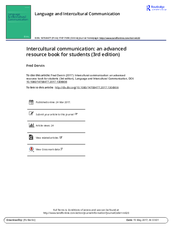 (PDF) Intercultural communication: an advanced resource book
