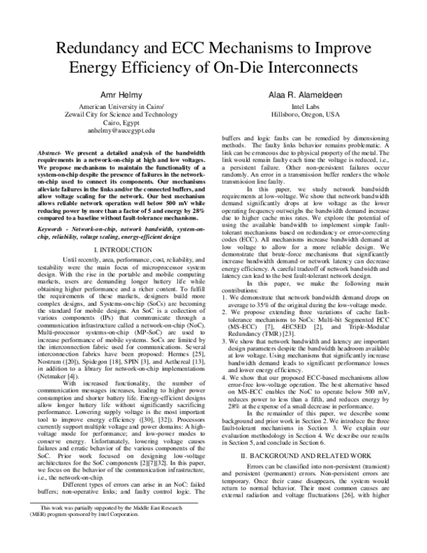 (PDF) Redundancy and ECC mechanisms to improve energy efficiency of on ...