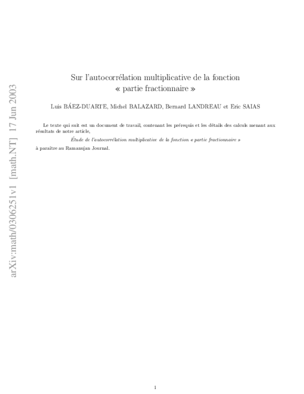 (PDF) Sur l'autocorr\'elation multiplicative de la fonction" partie ...