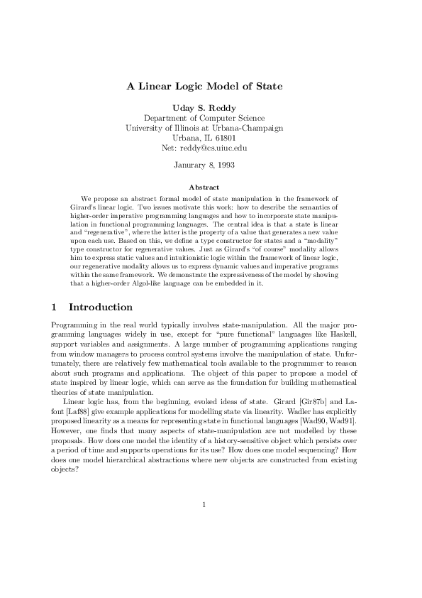 (PDF) A linear logic model of state