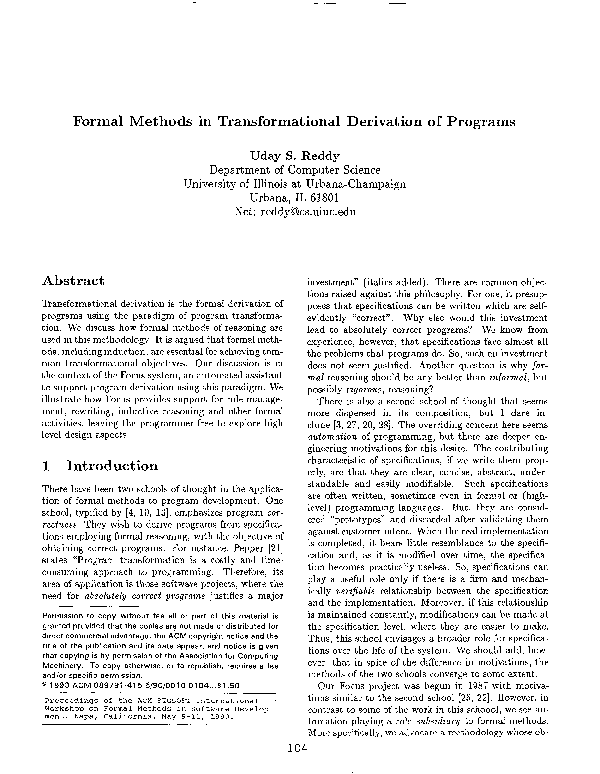(PDF) Formal methods in transformational derivation of programs
