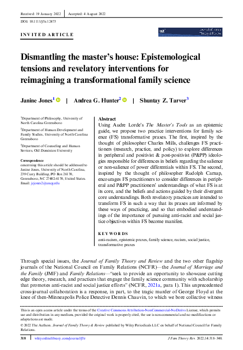 (PDF) Dismantling the master's house: Epistemological tensions and ...