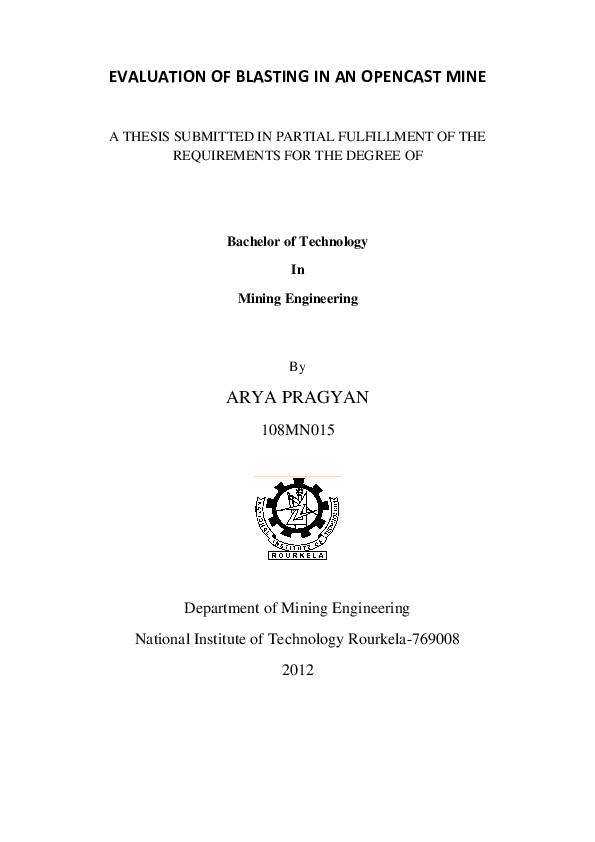 Pdf Evaluation Of Blasting In An Opencast Mine