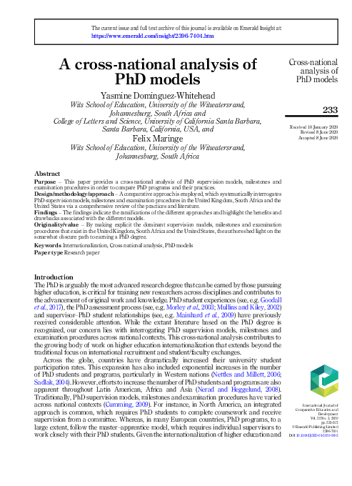 (PDF) A cross-national analysis of PhD models