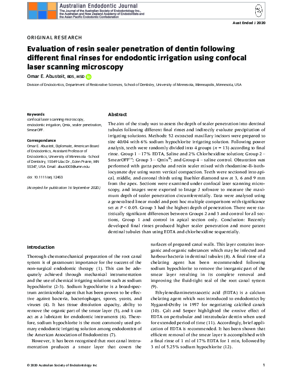 (PDF) Evaluation of resin sealer penetration of dentin following different final rinses for ...