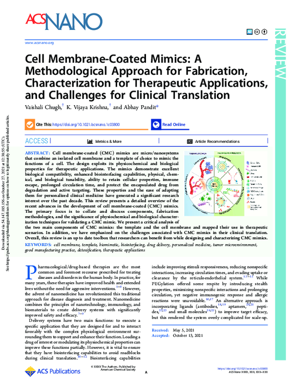 (PDF) Cell Membrane-Coated Mimics: Advances & Challenges