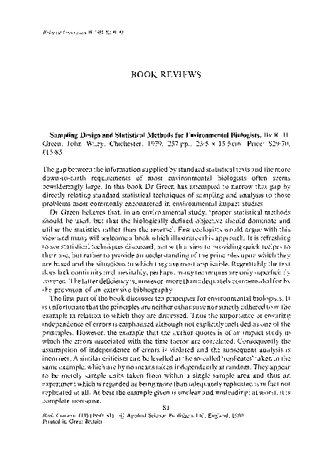 (PDF) Sampling design and statistical methods for environmental biologists