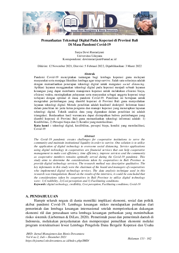 (PDF) Pemanfaatan Teknologi Digital Pada Koperasi di Provinsi Bali Di ...