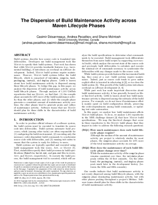 (PDF) The dispersion of build maintenance activity across maven ...