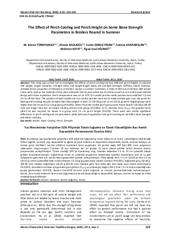 (PDF) The Effect of Perch Cooling and Perch Height on Some Bone ...