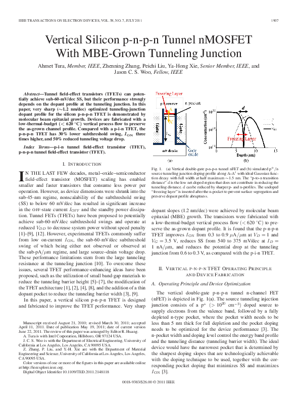 (PDF) Vertical Silicon p-n-p-n Tunnel nMOSFET With MBE-Grown Tunneling ...