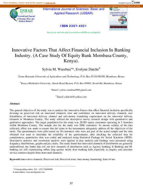 (PDF) Innovative Factors That Affect Financial Inclusion In Banking ...