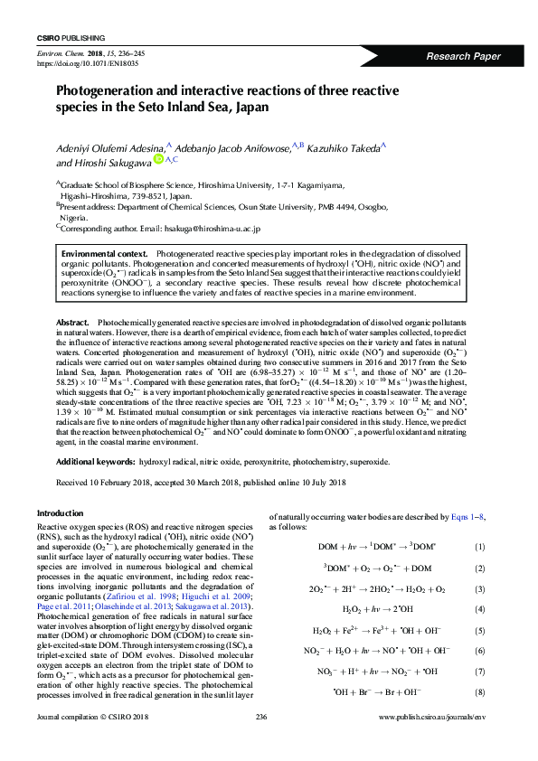 (PDF) Photogeneration and interactive reactions of three reactive ...