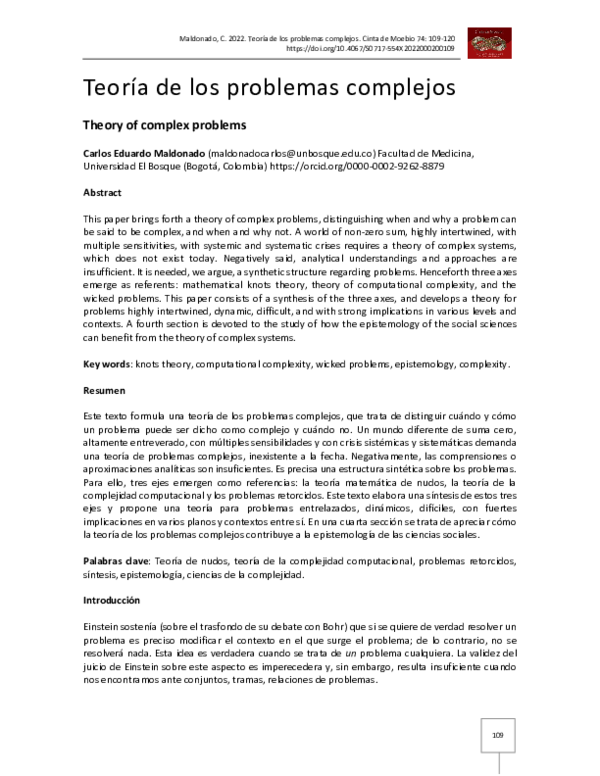 (PDF) Teoría de los problemas complejos Theory of complex problems