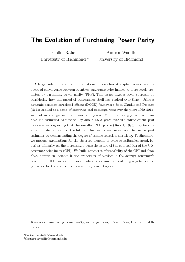 (PDF) The evolution of purchasing power parity
