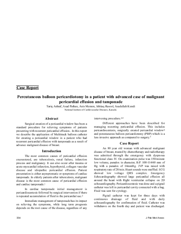 (PDF) Percutaneous balloon pericardiotomy in a patient with advanced ...