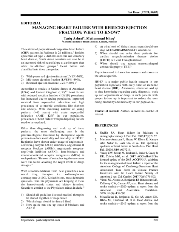 (PDF) Managing Heart Failure with Reduced Ejection Fraction: What to Know?