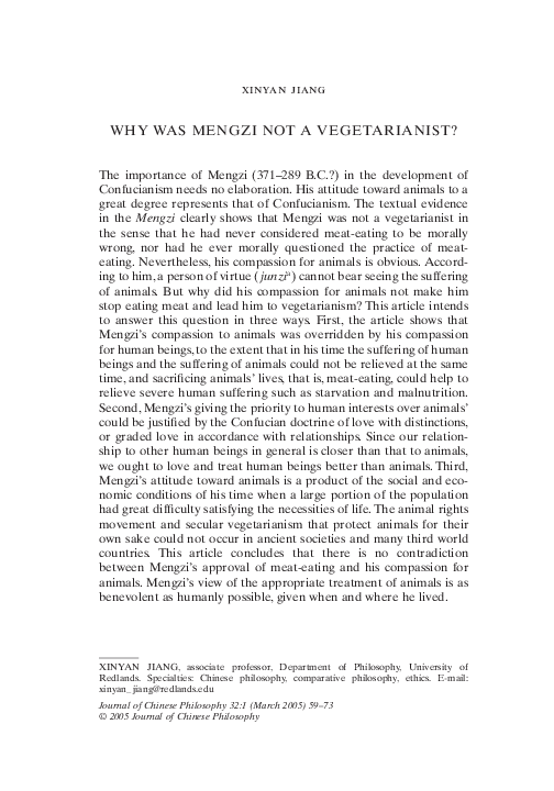 (PDF) Why Was Mengzi Not a Vegetarianist?