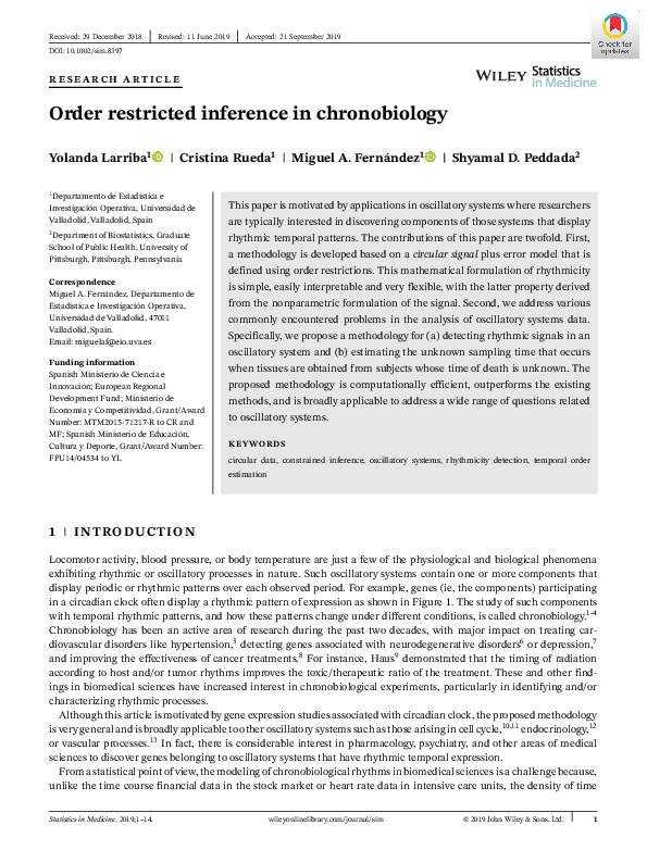(PDF) Order restricted inference in chronobiology