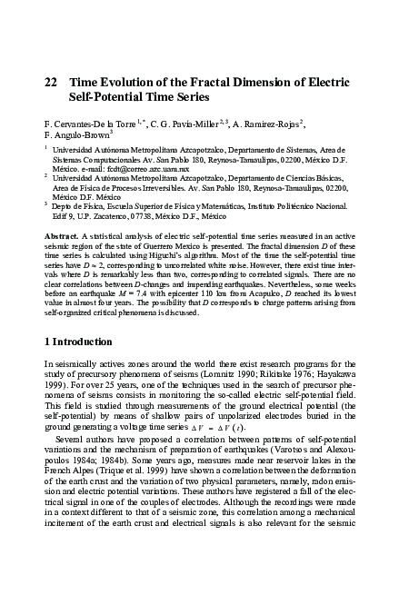 (PDF) Time Evolution of the Fractal Dimension of Electric Self ...