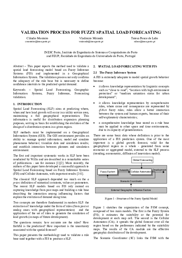 Pdf Validation Process For A Fuzzy Spatial Load Forecasting