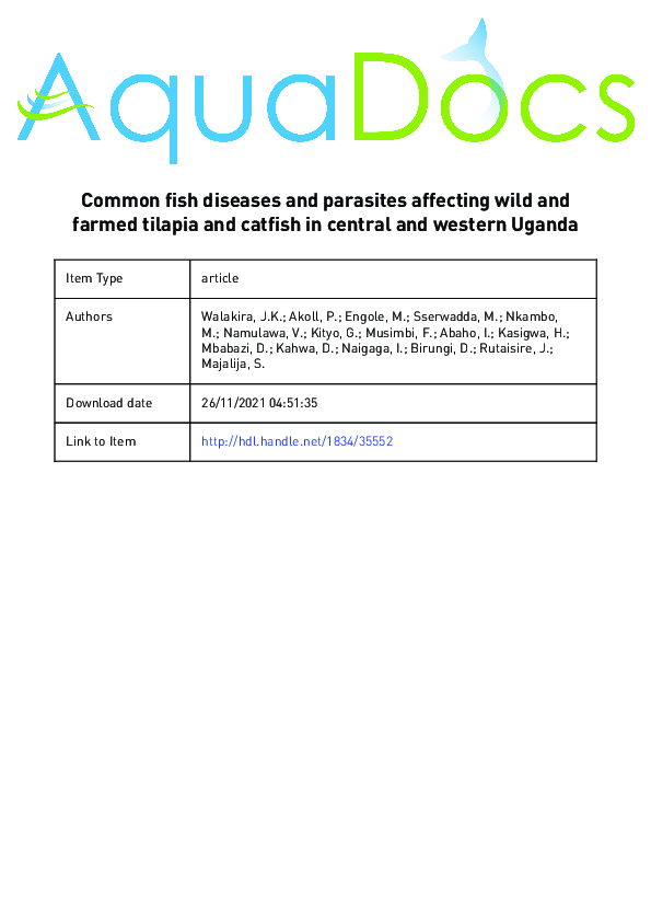 (PDF) Common fish diseases and parasites affecting wild and farmed ...