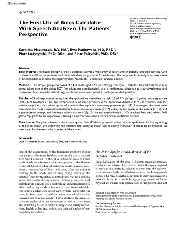 (PDF) The First Use of Bolus Calculator With Speech Analyzer | Ewa ...
