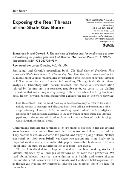 (PDF) Exposing the Real Threats of the Shale Gas Boom