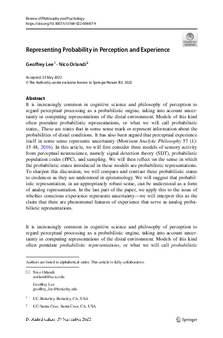(PDF) Representing Probability in Perception and Experience