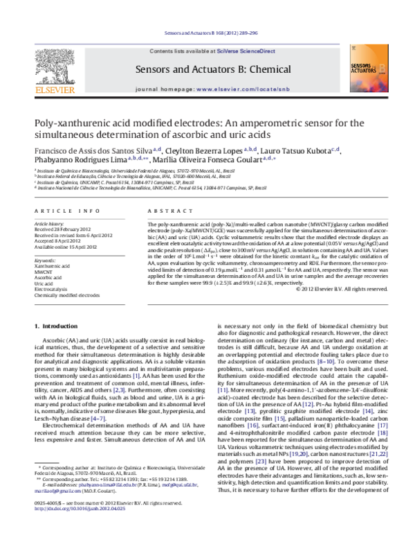 (PDF) Poly-xanthurenic acid modified electrodes: An amperometric sensor ...