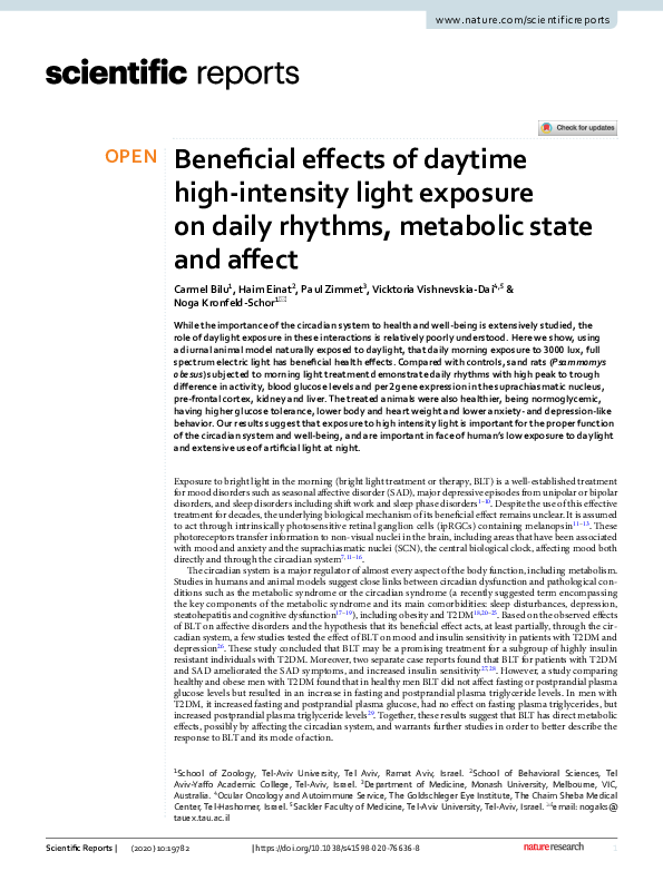 (PDF) Beneficial effects of daytime high-intensity light exposure on ...