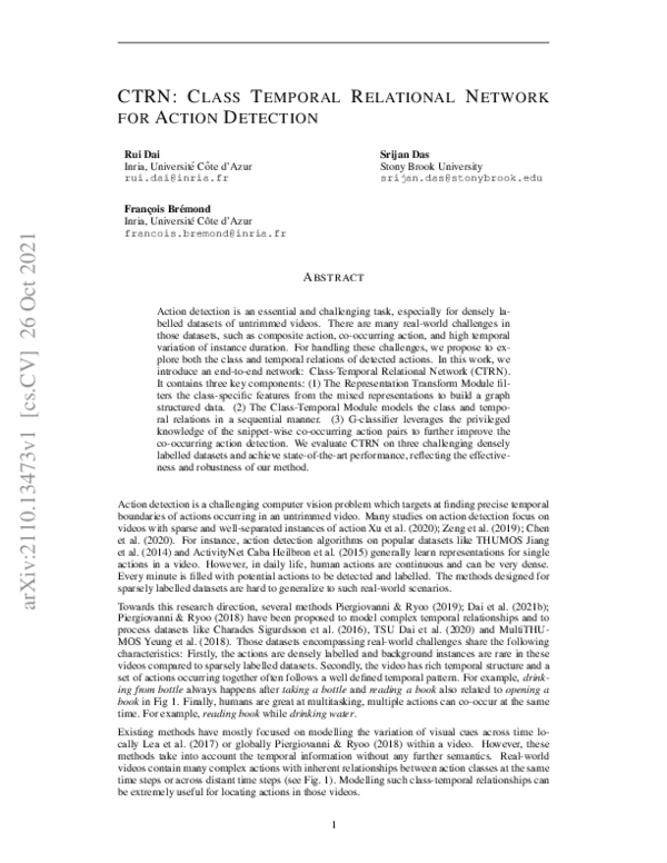 Pdf Ctrn Class Temporal Relational Network For Action Detection