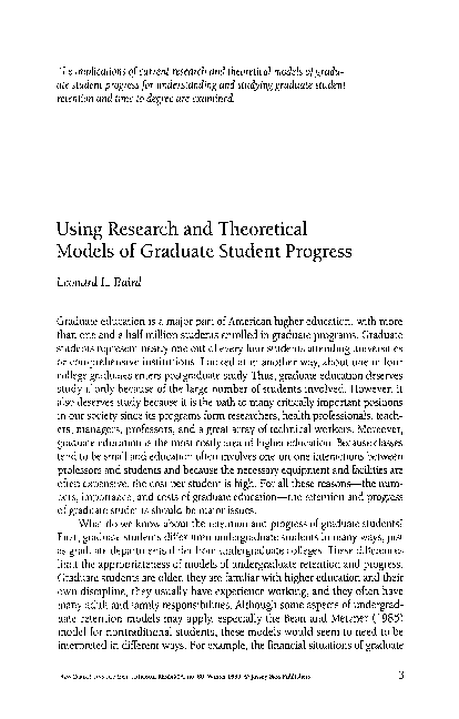 (PDF) Using research and theoretical models of graduate student progress