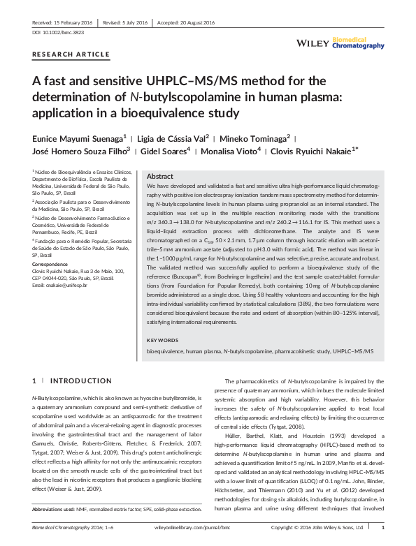 (PDF) A fast and sensitive UHPLC-MS/MS method for the determination of N-butylscopolamine in ...