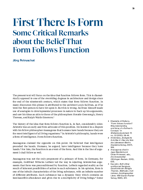 (PDF) First There Is Form. Some Critical Remarks About the Belief That ...