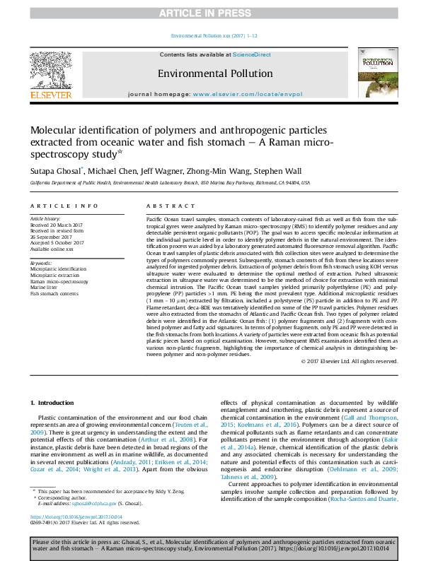 (PDF) Molecular identification of polymers and anthropogenic particles extracted from oceanic ...