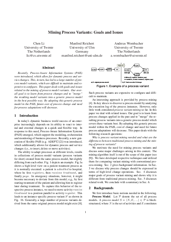(PDF) Mining Process Variants: Goals and Issues | Azam Zarneshan - Academia.edu