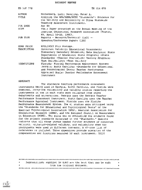 (PDF) Applying the APA/AERA/NCME "Standards": Evidence for the Validity ...