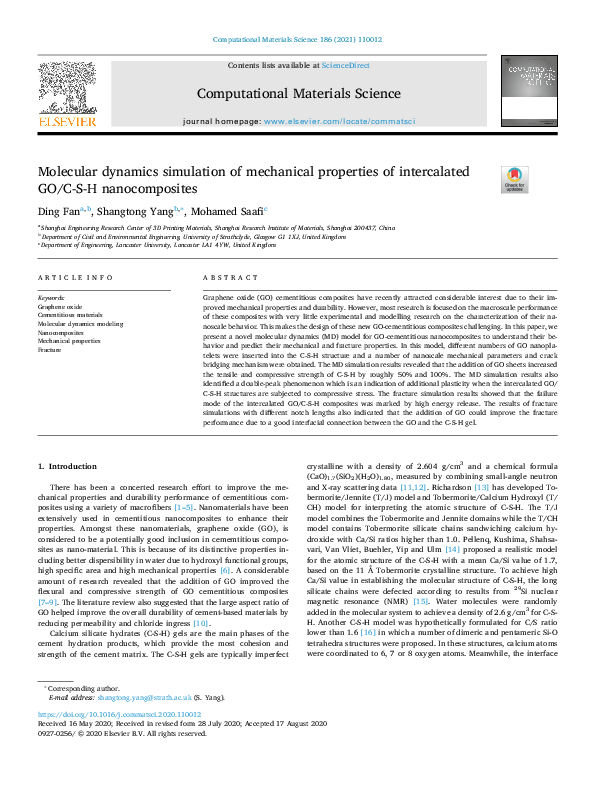 (PDF) Molecular dynamics simulation of mechanical performance of ...