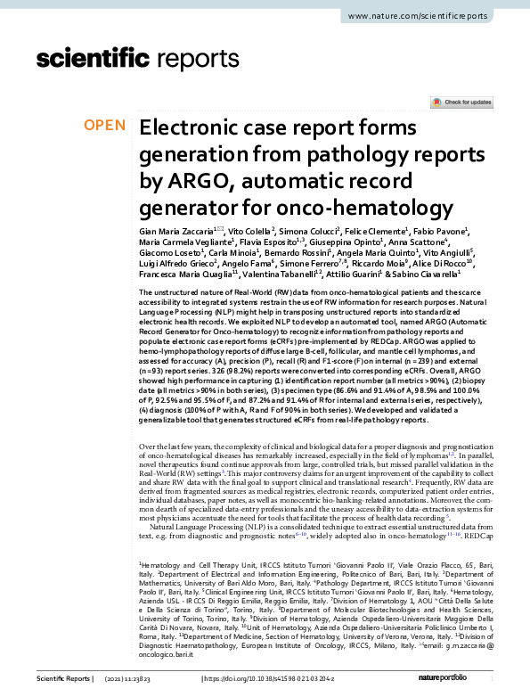 (PDF) Electronic case report forms generation from pathology reports by ...