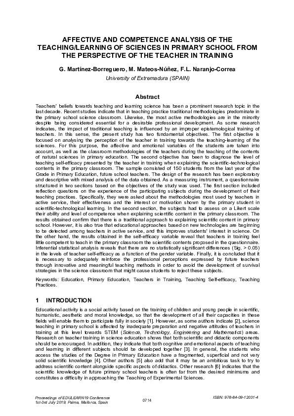 (PDF) Affective and Competence Analysis of the Teaching/Learning of ...
