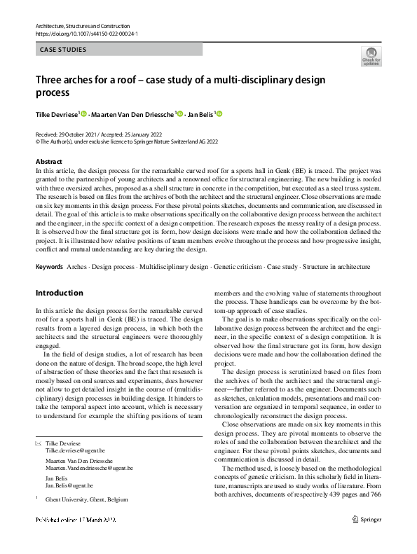 (PDF) Three arches for a roof – case study of a multi-disciplinary ...