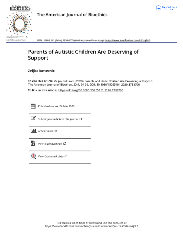 (PDF) Parents of Autistic Children Are Deserving of Support