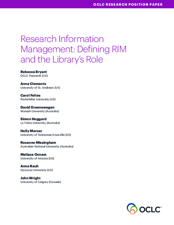 (PDF) Research information management: defining RIM and the library’s ...