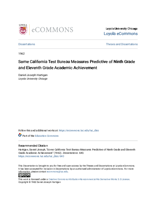 (PDF) Some California Test Bureau Measures Predictive of Ninth Grade ...