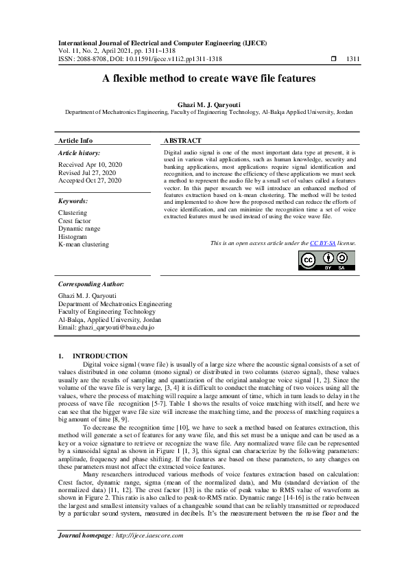 (PDF) A flexible method to create wave file features