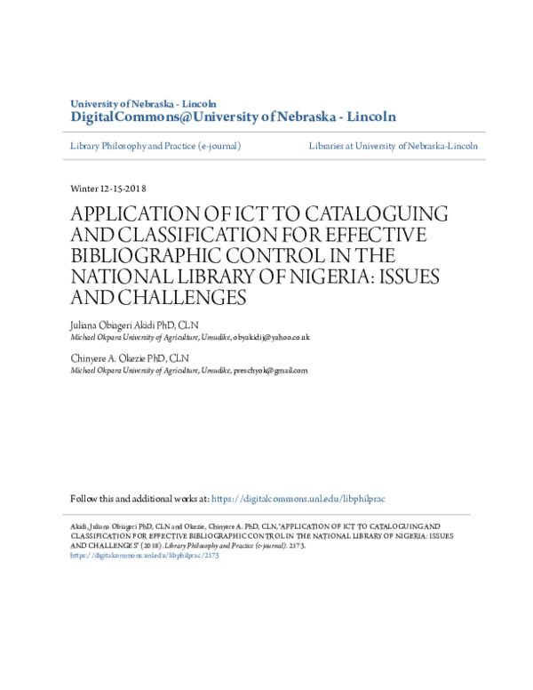(PDF) Classification for Effective Bibliographic Control in the ...