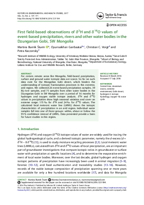 (PDF) First field-based observations of δ2H and δ18O values of event ...
